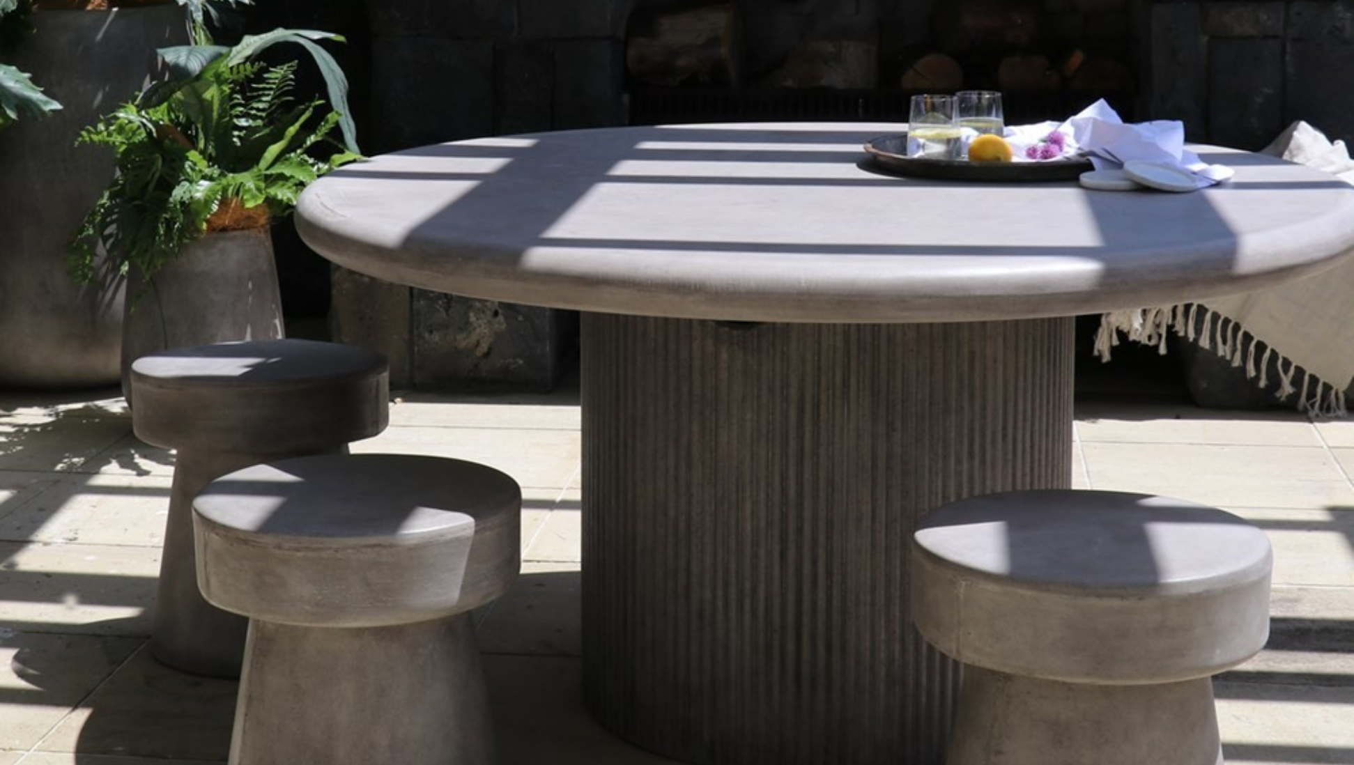 Patras Round Outdoor Concrete Table | McGreals